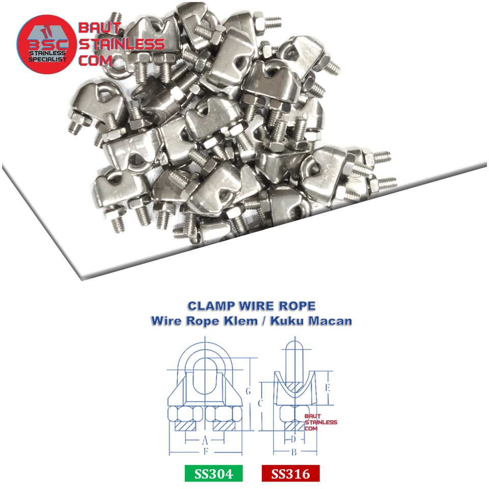 CLAMP WIRE ROPE SS304 - Bautstainless.com